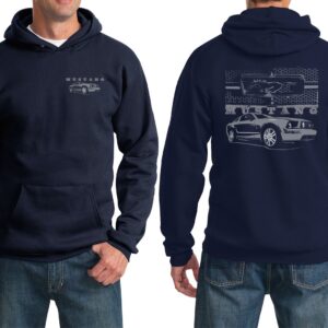 Ford Hoodie Mustang with Grill (Front & Back) Hoody, Navy, 2XL