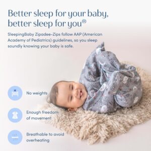 sleepingbaby zipadee-zip transitional swaddle sack, 12-24 month - roomy zipper swaddle for easy diaper changes and proper hip development - baby swaddle sack, large - goodnight moon