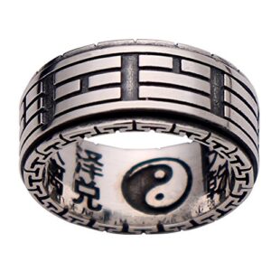 vintage 925 sterling silver taoism tai chi yin and yang spinner ring band fidget anxiety ring jewelry for men women size 9