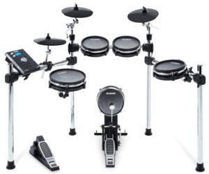 alesis drums command mesh kit - electric drum set with usb midi connectivity, 600+ electronic & acoustic drum kit sounds and dual zone mesh pads