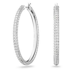 swarovski dextera women's hoop pierced earrings with white crystals in a rhodium plated setting