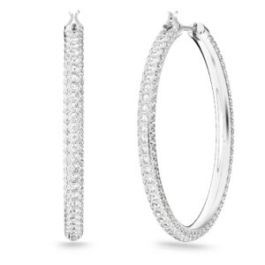 Swarovski Dextera Women's Hoop Pierced Earrings with White Crystals in a Rhodium Plated Setting