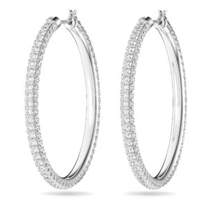 Swarovski Dextera Women's Hoop Pierced Earrings with White Crystals in a Rhodium Plated Setting