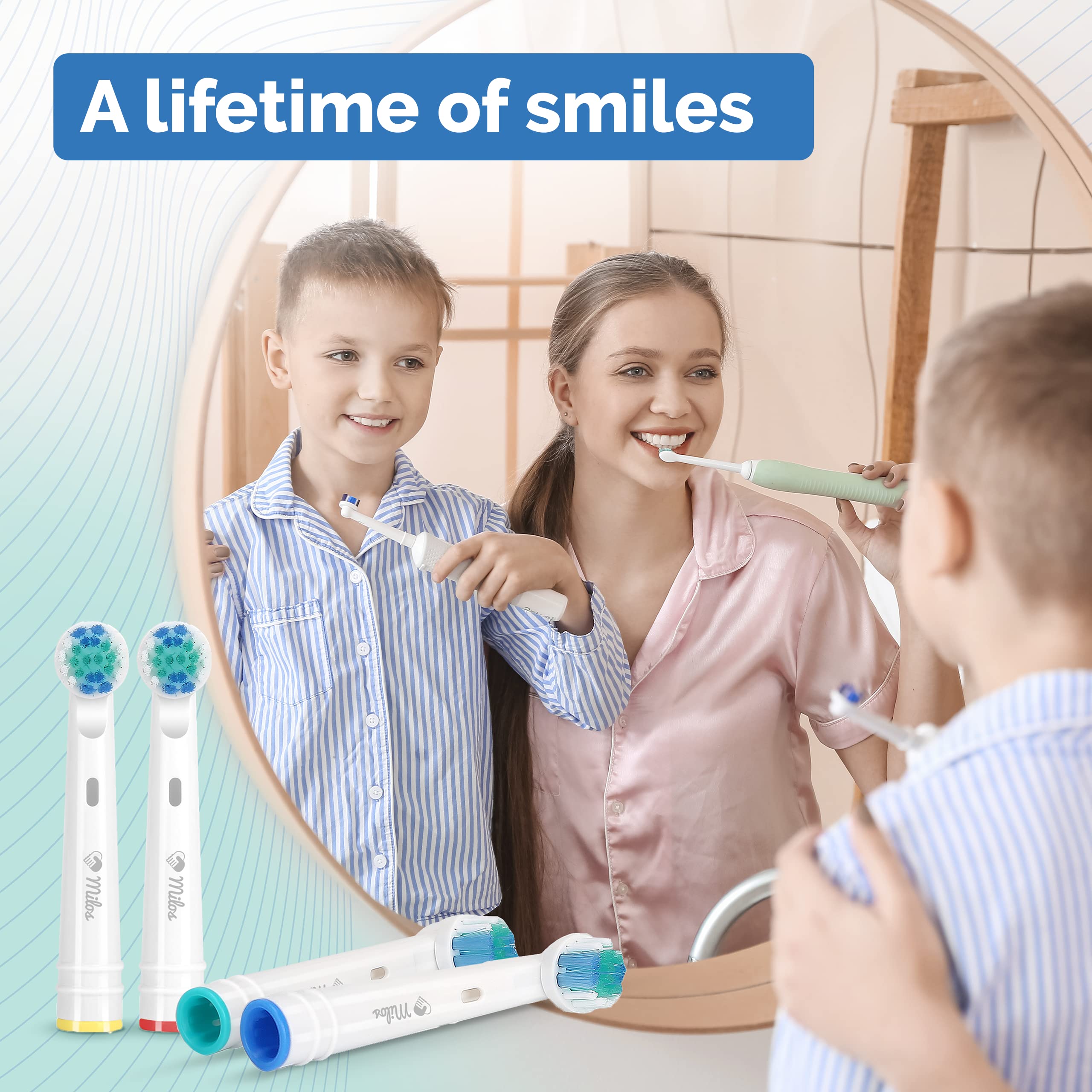 Milos Electric Toothbrush Heads for Adults Aged 16+, Pack of 16 Professional Toothbrush Replacement Heads, Compatible with Oral-B Toothbrushes