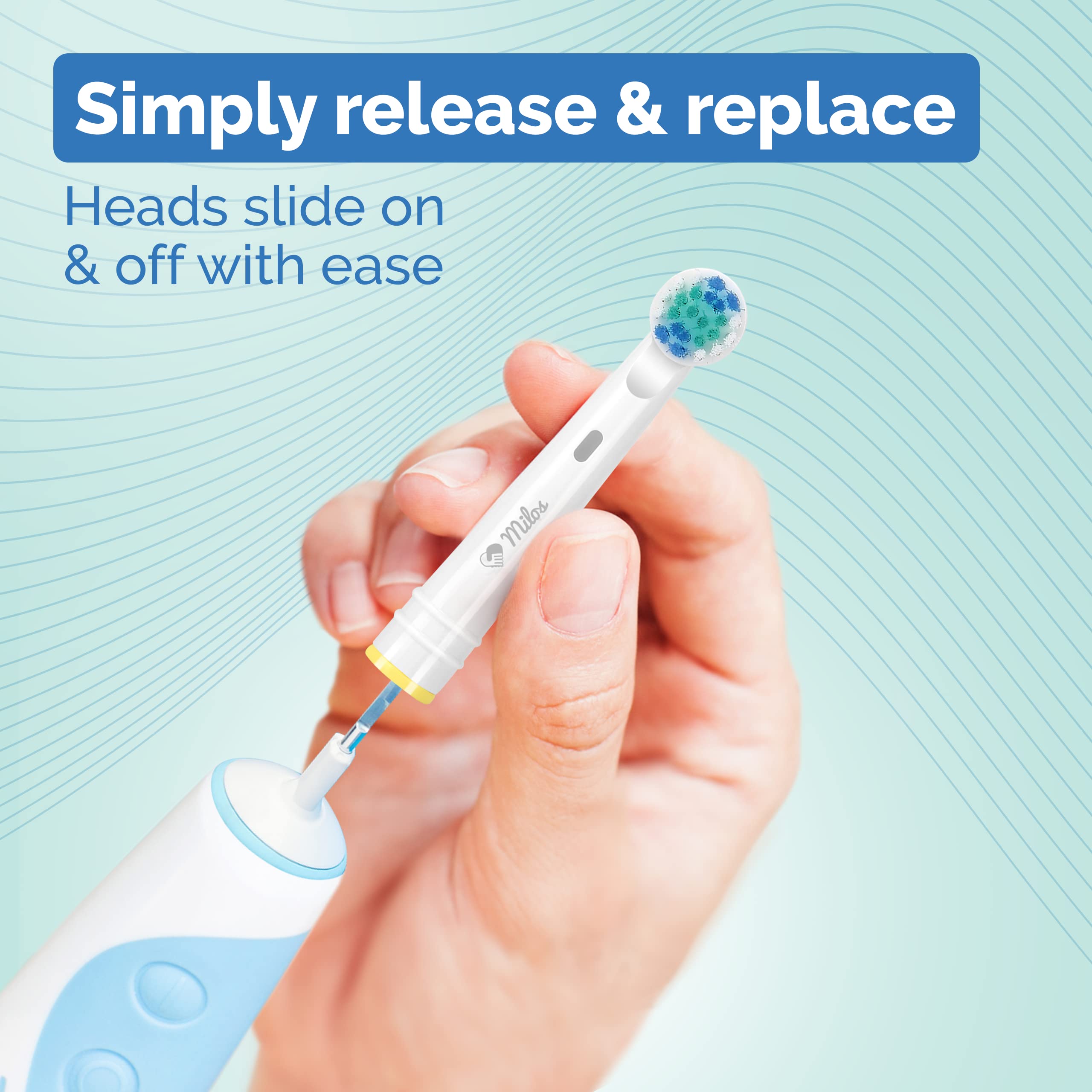 Milos Electric Toothbrush Heads for Adults Aged 16+, Pack of 16 Professional Toothbrush Replacement Heads, Compatible with Oral-B Toothbrushes