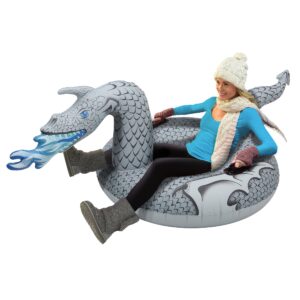 gofloats winter snow tube - inflatable sled for kids and adults (choose from unicorn, disney's frozen, ice dragon, polar bear, penguin, flamingo)