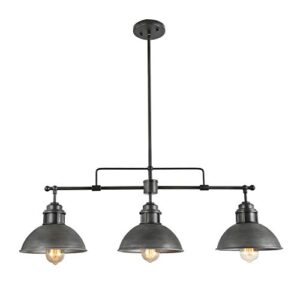 LOG BARN Pendant Lighting for Kitchen Island, Black Chandelier in Brushed Antique Dark Metal Finish, Industrial Linear Ceiling Fixture Hanging for Dining Rooms, Pool Tables