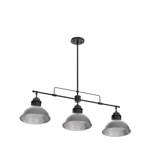 LOG BARN Pendant Lighting for Kitchen Island, Black Chandelier in Brushed Antique Dark Metal Finish, Industrial Linear Ceiling Fixture Hanging for Dining Rooms, Pool Tables