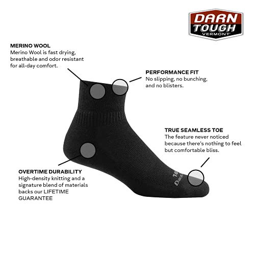 Darn Tough Tactical Quarter Light Socks (T4093) Unisex – (Black, Medium)