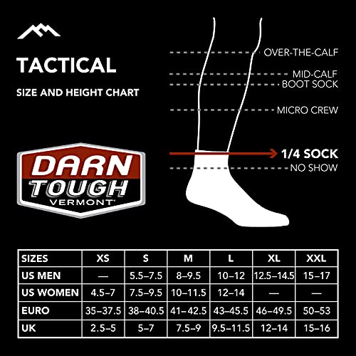 Darn Tough Tactical Quarter Light Socks (T4093) Unisex – (Black, Medium)