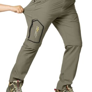 Mens Hiking Stretch Pants Convertible Quick Dry Lightweight Zip Off Outdoor Travel Safari Pants (818 Khaki 38)