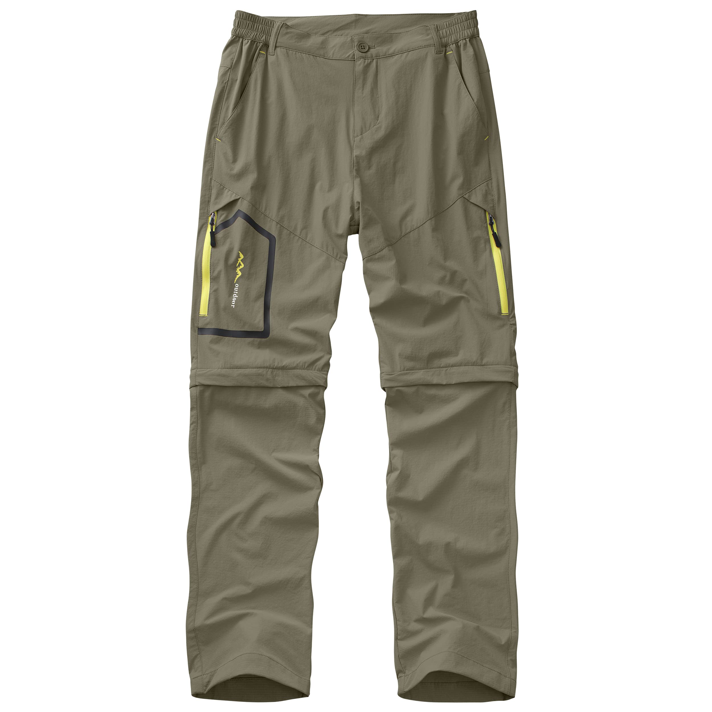 Mens Hiking Stretch Pants Convertible Quick Dry Lightweight Zip Off Outdoor Travel Safari Pants (818 Khaki 38)