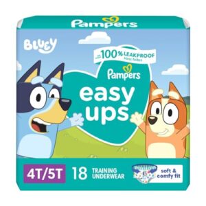 pampers easy ups boys & girls bluey potty training pants - size 4t-5t, 18 count, training underwear (packaging may vary)