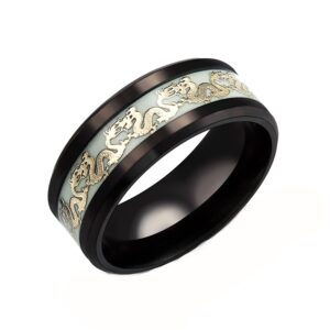 ginger lyne collection dragon green glow in the dark comfort fit wedding bands for him or wedding rings for women by the wedding rings for couples - unisex black rings