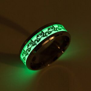 Ginger Lyne Collection Dragon Green Glow In The Dark Comfort Fit Wedding Bands For Him Or Wedding Rings For Women By The Wedding Rings For Couples - Unisex Black Rings