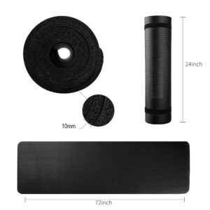 Yoga Mat with Bag and Strap Premium Slip Resistant Exercise Mat, 10mm thick, 72 x 24 inches, Perfect for Yoga, Pilates, Stretching, Floor exercise and Toning workouts (Black)