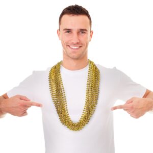 Windy City Novelties - 33" Inch Metallic Bead Necklace Bulk 72 Pack (Gold)