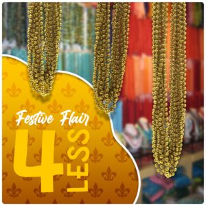 Windy City Novelties - 33" Inch Metallic Bead Necklace Bulk 72 Pack (Gold)