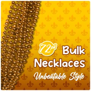 Windy City Novelties - 33" Inch Metallic Bead Necklace Bulk 72 Pack (Gold)