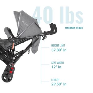 Dream On Me Volgo Twin Umbrella Stroller in Gray, Lightweight Double Stroller for Infant & Toddler, Compact Easy Fold, Large Storage Basket, Large and Adjustable Canopy