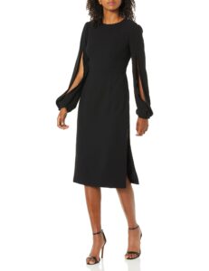 jill jill stuart women's sheath dress with sleeve detail, black, 4