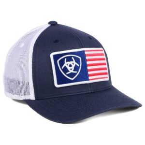 Ariat Men's Shield Flag Center Patch Mesh Cap, Blue, One Size