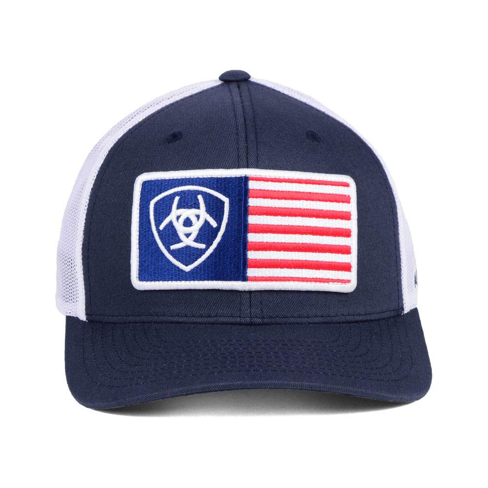 Ariat Men's Shield Flag Center Patch Mesh Cap, Blue, One Size