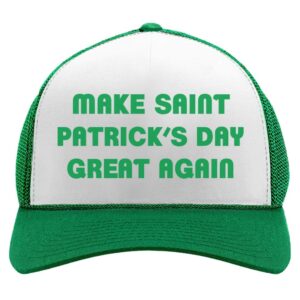 tstars make st. patrick's day great again trump trucker hat mesh cap one size green/white