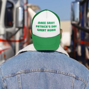 Tstars Make St. Patrick's Day Great Again Trump Trucker Hat Mesh Cap One Size Green/White