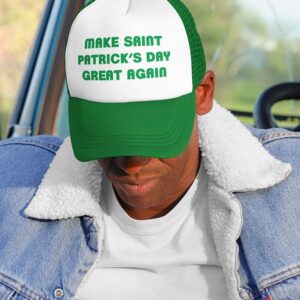 Tstars Make St. Patrick's Day Great Again Trump Trucker Hat Mesh Cap One Size Green/White