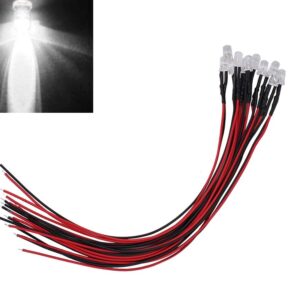 MOTOKU 10x 12V White LED Light Individual Single Bulb with Attached 9" Wire Bright DC