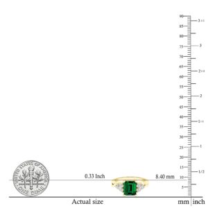 Dazzlingrock Collection 8x6mm Emerald Cut Center Emerald & 2.2mm Round Lab Created White Sapphire Crisscross Shank Engagement Ring for Women in 10K Yellow Gold Size 5