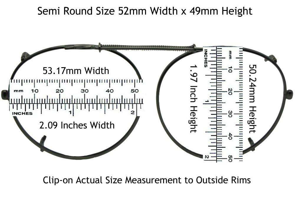 Semi Round Polarized Clip On Sunglasses (Pewter-Polarized Gray Lens, 50mm Wide x 47mm Height)