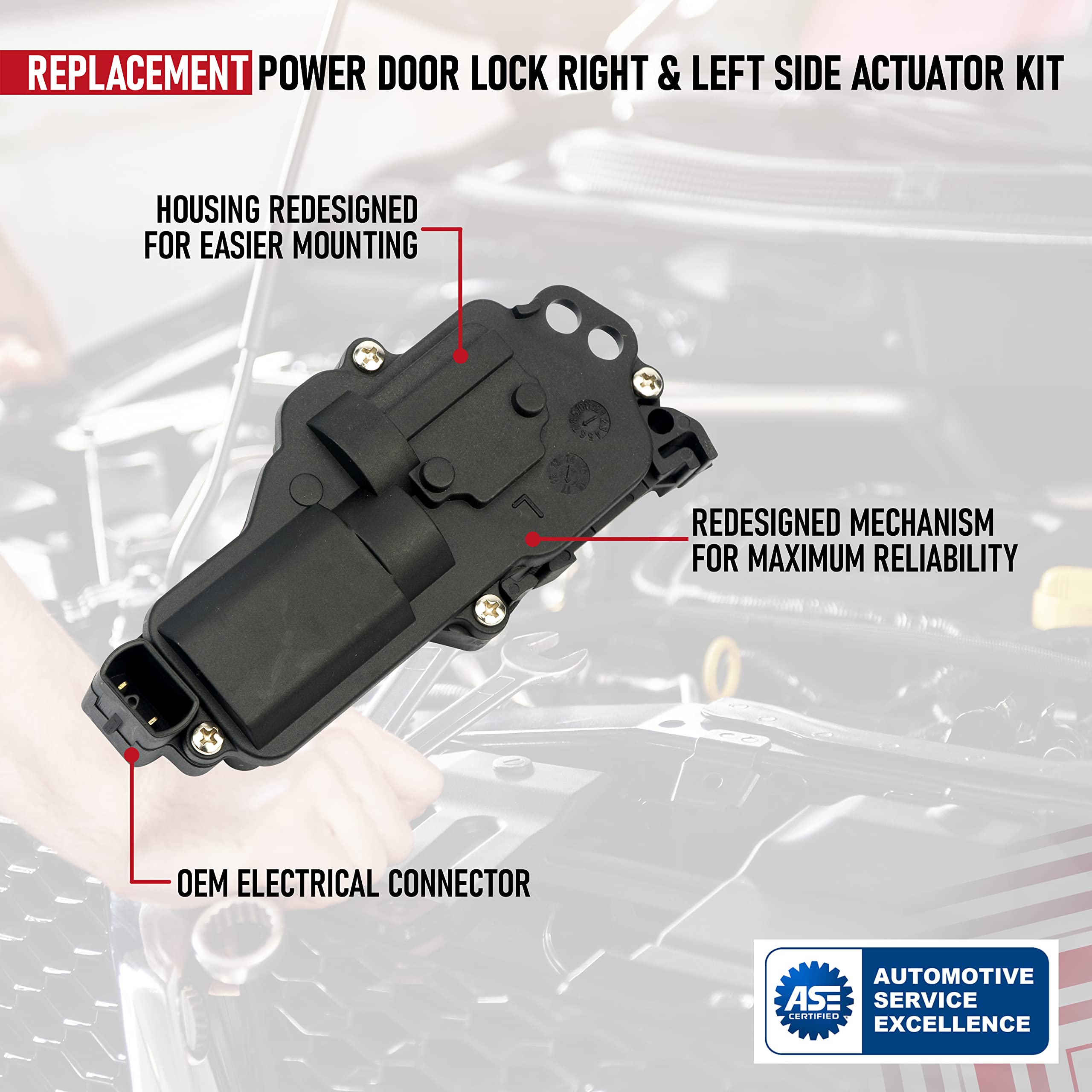 Power Door Lock Actuator, Right and Left Side Compatible with Ford, Mercury, Mazda, Lincoln Vehicles - F150, F250, F350, Excursion, Expedition, Mustang - Replaces 6L3Z25218A42AA, 6L3Z25218A43AA