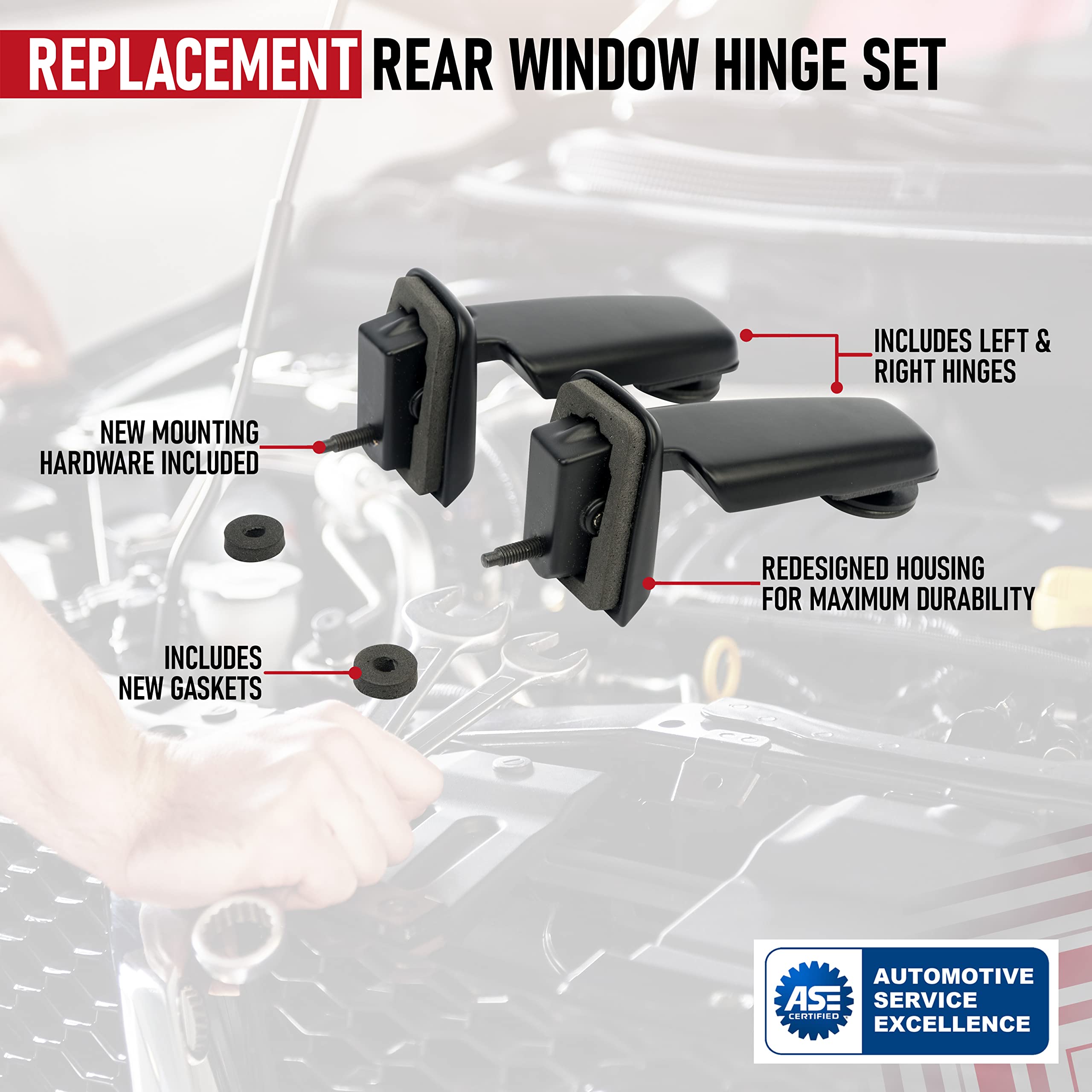 Rear Window Hinge Left and Right Set - Compatible with Ford Escape 2001-2007, Mercury Mariner 2005-2007 - Replaces YL8Z78420A69BA, YL8Z78420A68BA - Rear Liftgate Glass Hinges