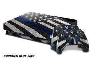 247 skins graphics kit sticker decal compatible with xbox one x and wireless controllers - subdued blue line