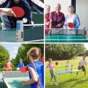 GSE Ping Pong Paddle Set, Portable Table Tennis Set with Retractable Ping Pong Net & Post, 2 Paddles & 3 Ping Pong Balls, Anywhere to-Go Ping Pong Game Set for Any Tables(Orange)