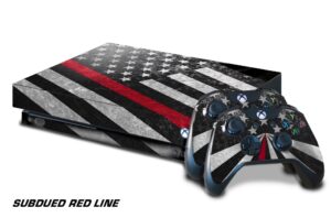 247 skins graphics kit sticker decal compatible with xbox one x and wireless controllers - subdued red line