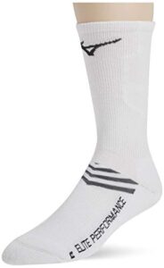 mizuno volleyball runbird crew socks, white, medium