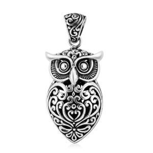 shop lc bali legacy 925 sterling silver filigree pendant owl gifts for women oxidized jewelry 8 g birthday gifts