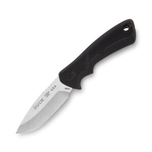 buck knives 684 bucklite max ii small fixed blade knife with 3-1/4" 420hc stainless steel drop point blade, dynaflex rubber handle, polyester sheath, black