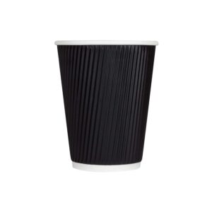 karat c-krc512b 12 oz ripple paper hot cup - black (case of 500)