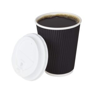 Karat C-KRC512B 12 oz Ripple Paper Hot Cup - Black (Case of 500)