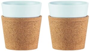 bodum pack of 2 porcelain cork headband, white, ceramic, liège, blanc, 0,17 l