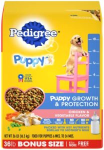 pedigree puppy growth & protection dry dog food chicken & vegetable flavor, 36 lb. bag