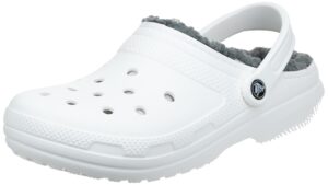 crocs classic lined clog white/grey men's 8, women's 10 medium