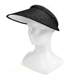 PRO.FASHION Women's Summer Sun UV Protection Visor Wide Brim Clip on Beach Pool Golf Cap Hat, Twill Polyester(Black)