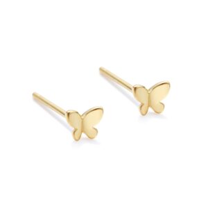 minimalist butterfly earrings sterling silver earrings dainty earrings for women gold butterfly earrings tiny gold stud earrings minimalist simple earrings (1/5 inches-gold)