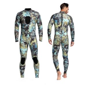 dyung tec wetsuits mens 3mm camo neoprene scuba diving unisex one piece sport skin spearfishing full suit (l)