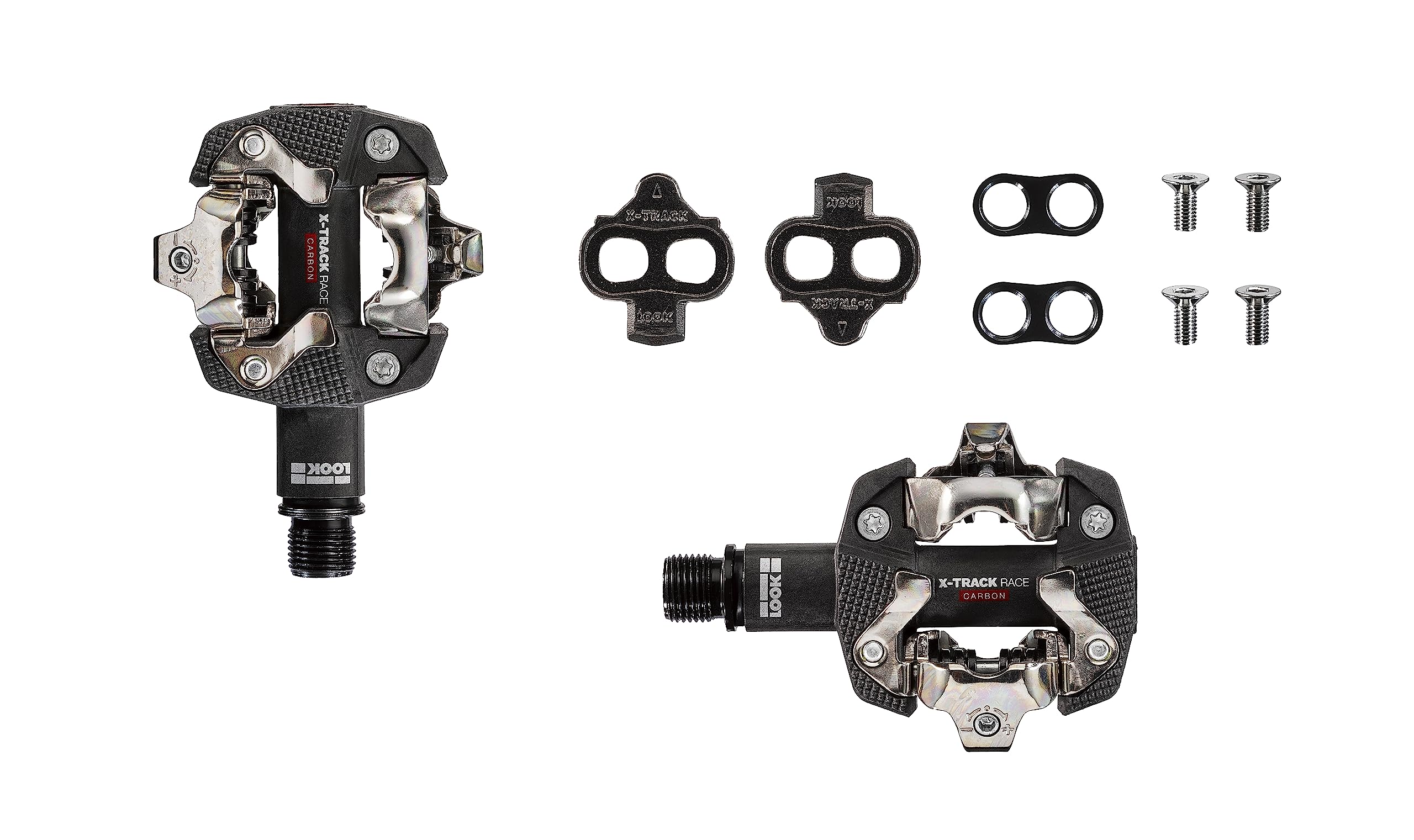 LOOK Cycle - X-TRACK Race Carbon MTB Bike Pedals - Standard SPD Mechanism Compatible - Clipless Pedal - Carbon Body - Chromoly+ Axle - Large Platform - Extremely Reliable Clipless Pedals